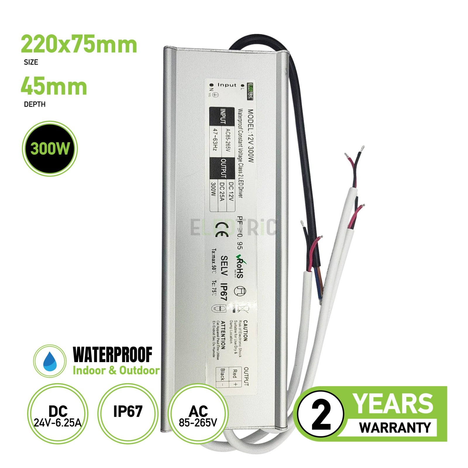 Waterproof IP67 12v Electronic LED Driver 300w – Eledtric