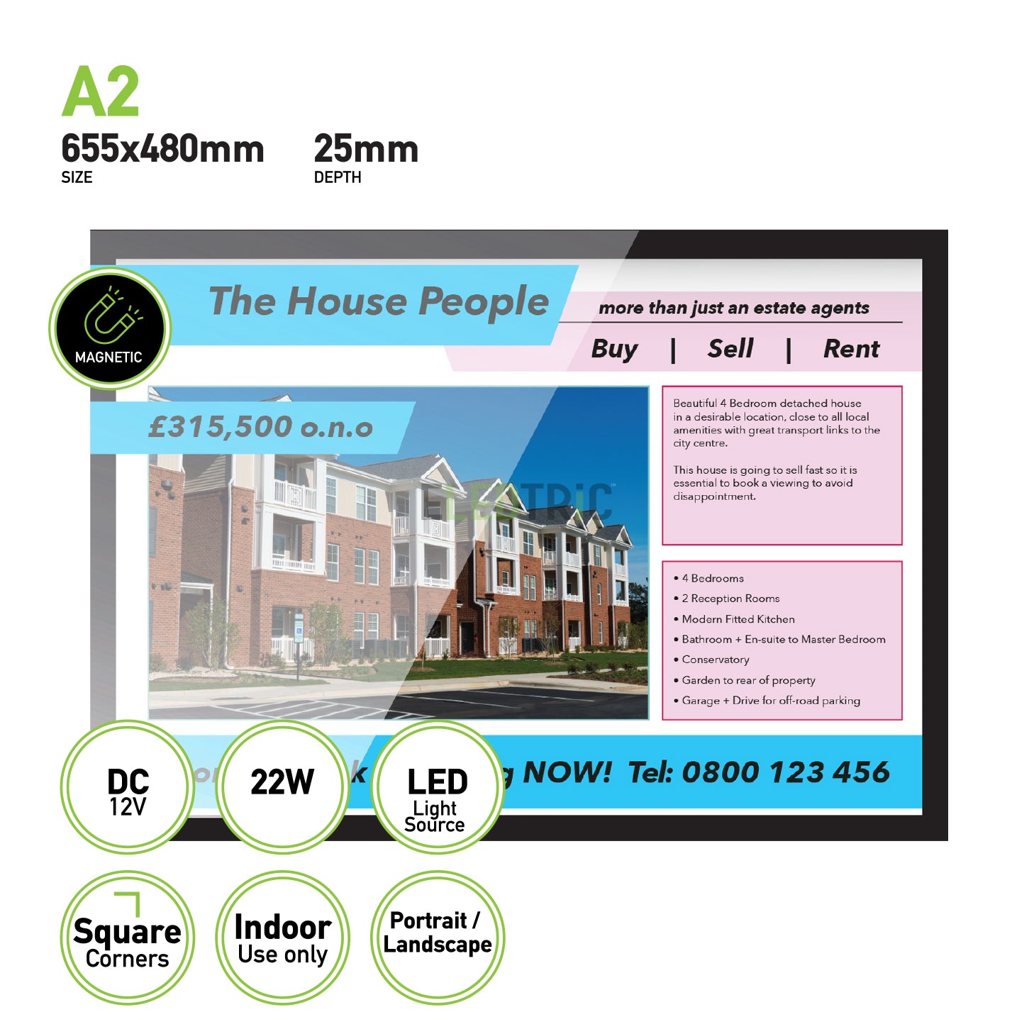 A2 LED Magnetic Poster Frame Square Corner Display – Eledtric