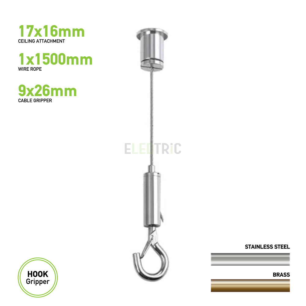 Adjustable Steel Ceiling Suspension Hanging Kit Cable With Gripper Hook ...