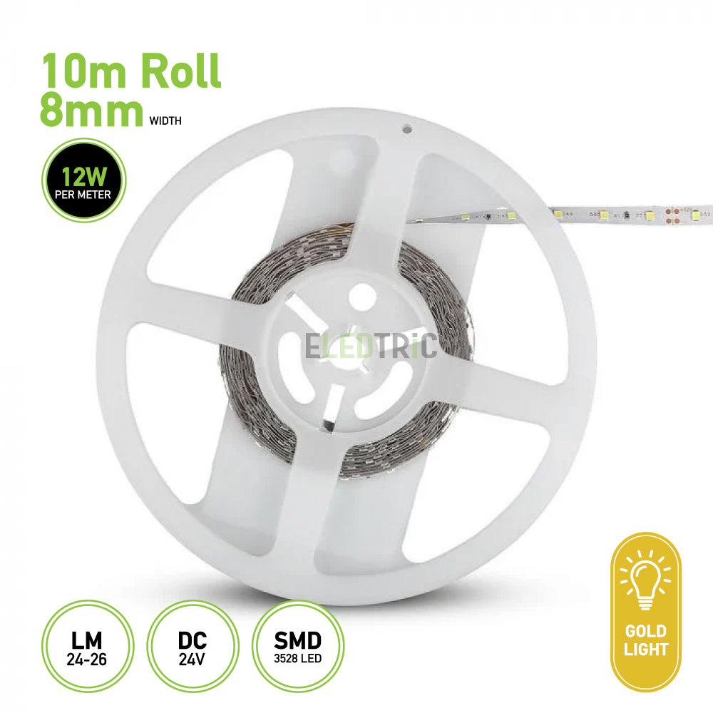 SMD 3528 LED Strip Light 10m Roll Golden – Eledtric